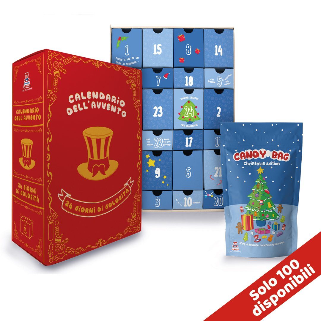 Calendario de Adviento + Bolsa de dulces - caja de +24 snack dulces y ...