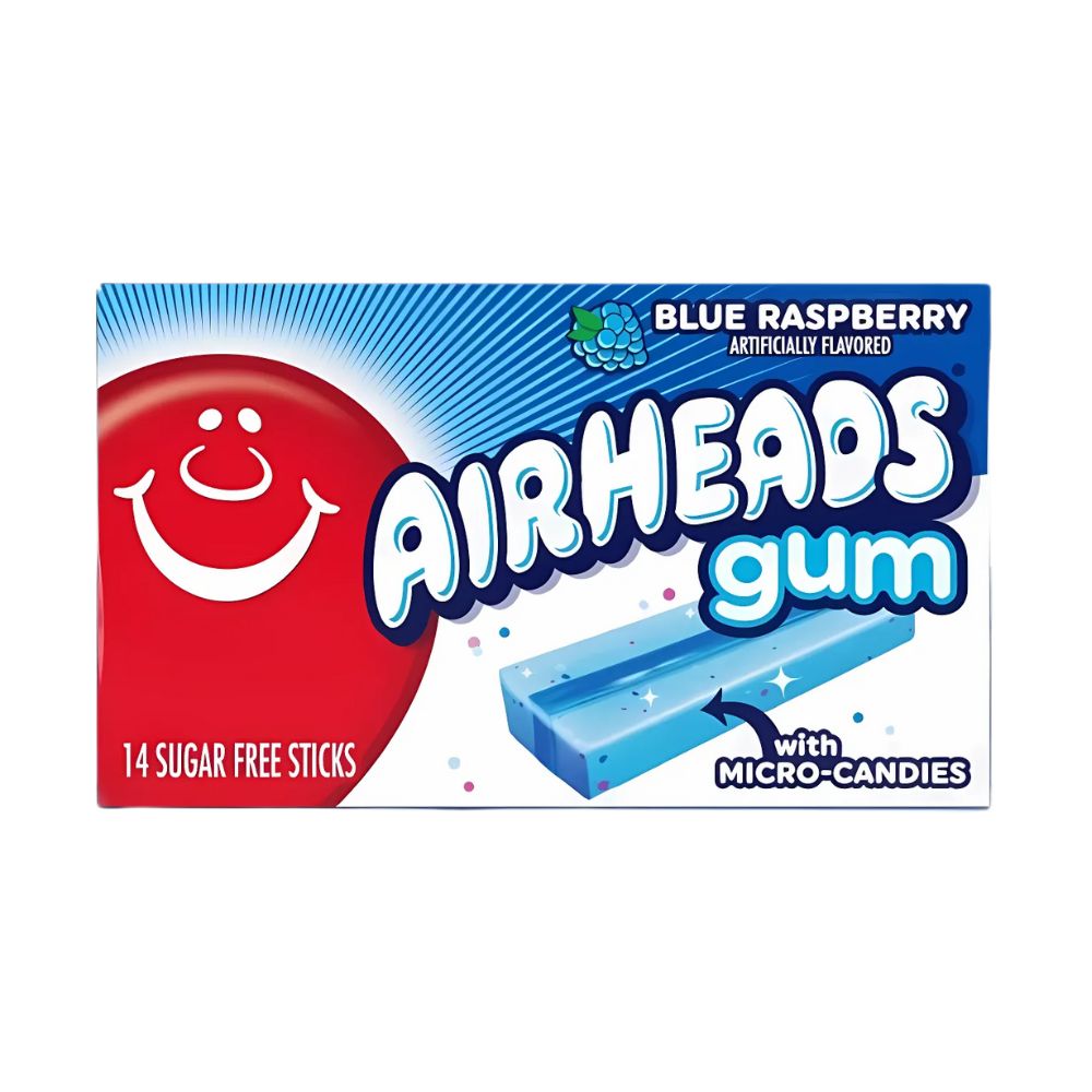 Airheads Gum Blue Raspberry Gum - chicles con sabor a frambuesa azul de ...
