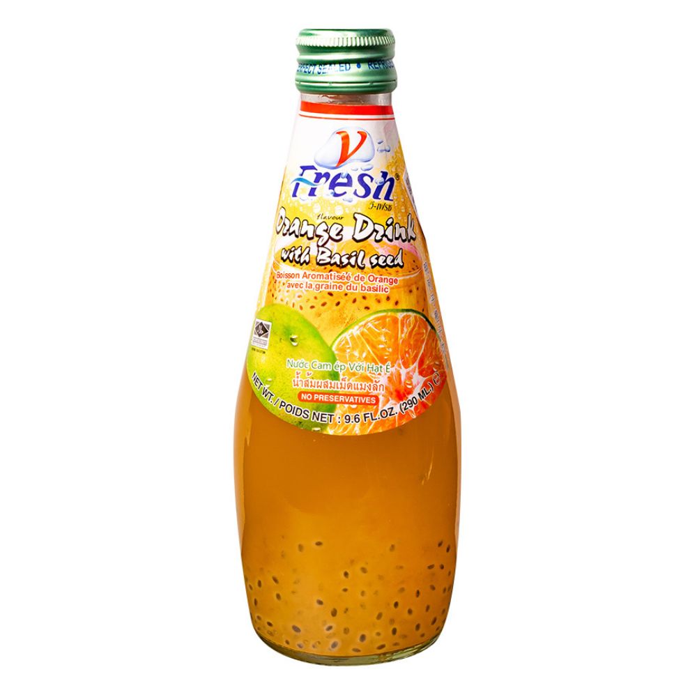 Bebida fresca de naranja con semillas de albahaca - bebida con sabor a ...
