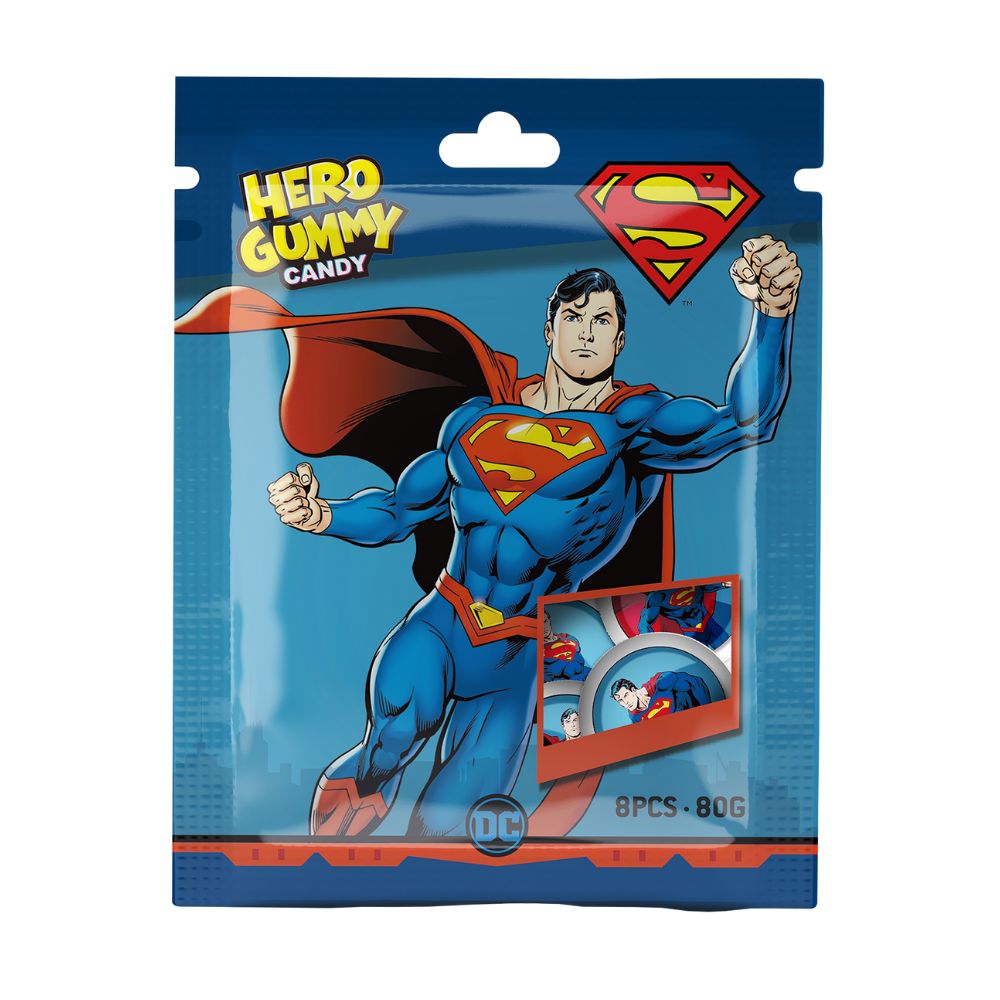 Hero Gummy Candy Superman - caramelos gomosos con relleno sabor fresa y ...
