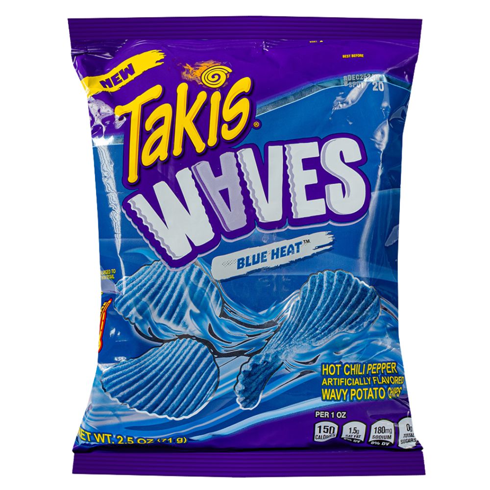 Takis Waves Blue Heat - patatas picantes con sabor a lima de 71g ...