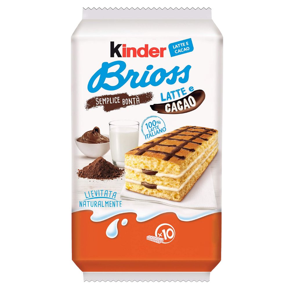 Kinder Brioss Leche y Cacao - 10 pastelitos de bizcocho con crema de ...