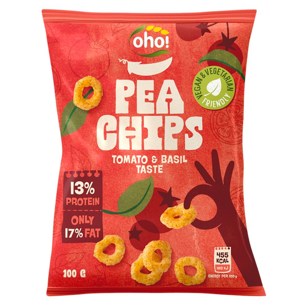 Oho Pea Chips Tomate & Albahaca - chips de lentejas con sabor a tomate ...