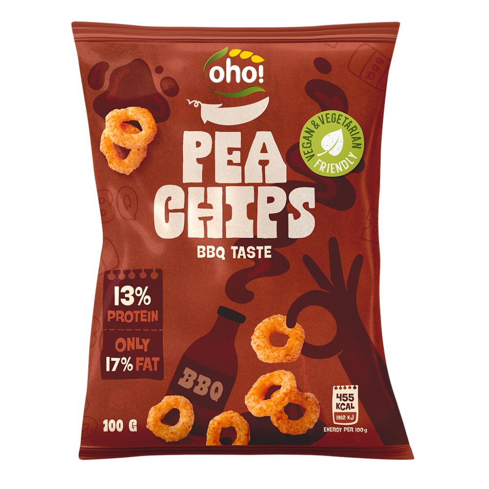 Oho Pea Chips BBQ - chips de guisantes con sabor a barbacoa de 100g ...