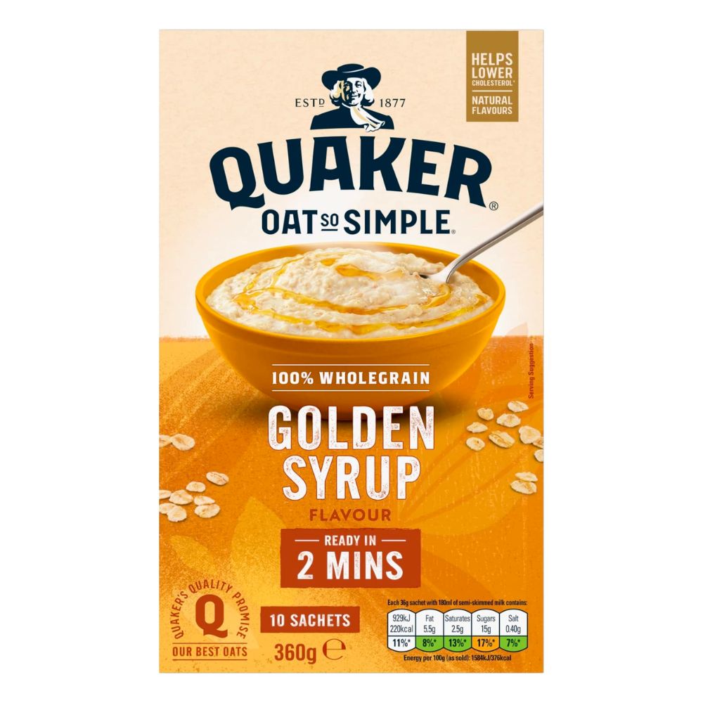 Quaker Oat so Simple Golden Syrup Flavour - copos de avena al caramelo ...