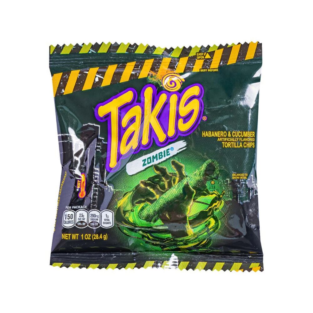 Takis Zombie - tortilla de maíz frita sabor a chile y pepino de 28g ...