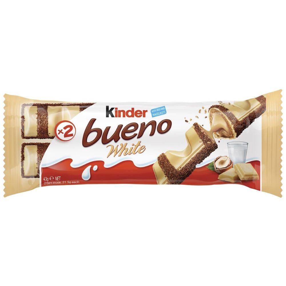 Kinder Bueno White - wafer cubiertos de chocolate blanco y rellenos de ...