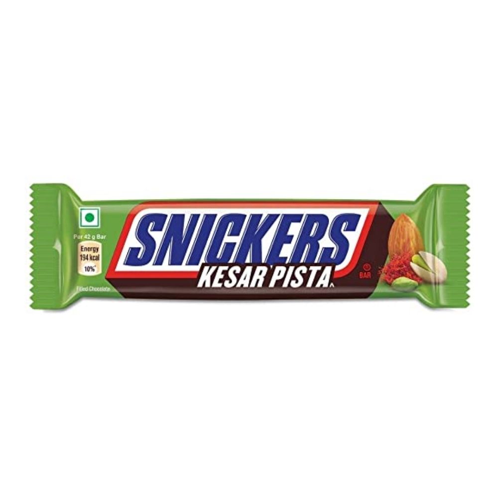 Snickers Kesar Pista - barra con crema de pistacho y almendras de 42g ...